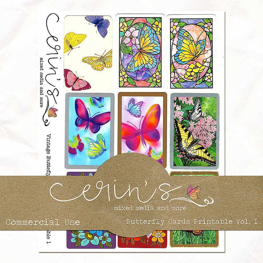 Butterfly Vintage Playing Card Printable Bundlejunk Journal - Etsy