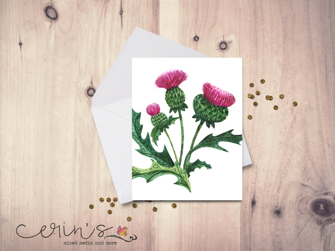 Thistle Wildflower Cards~watercolor Floral Note Cards~recycled Flower ...