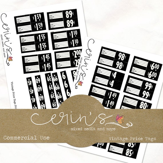 Vintage Price Tags Collage Sheet PrintableJunk Journal | Etsy