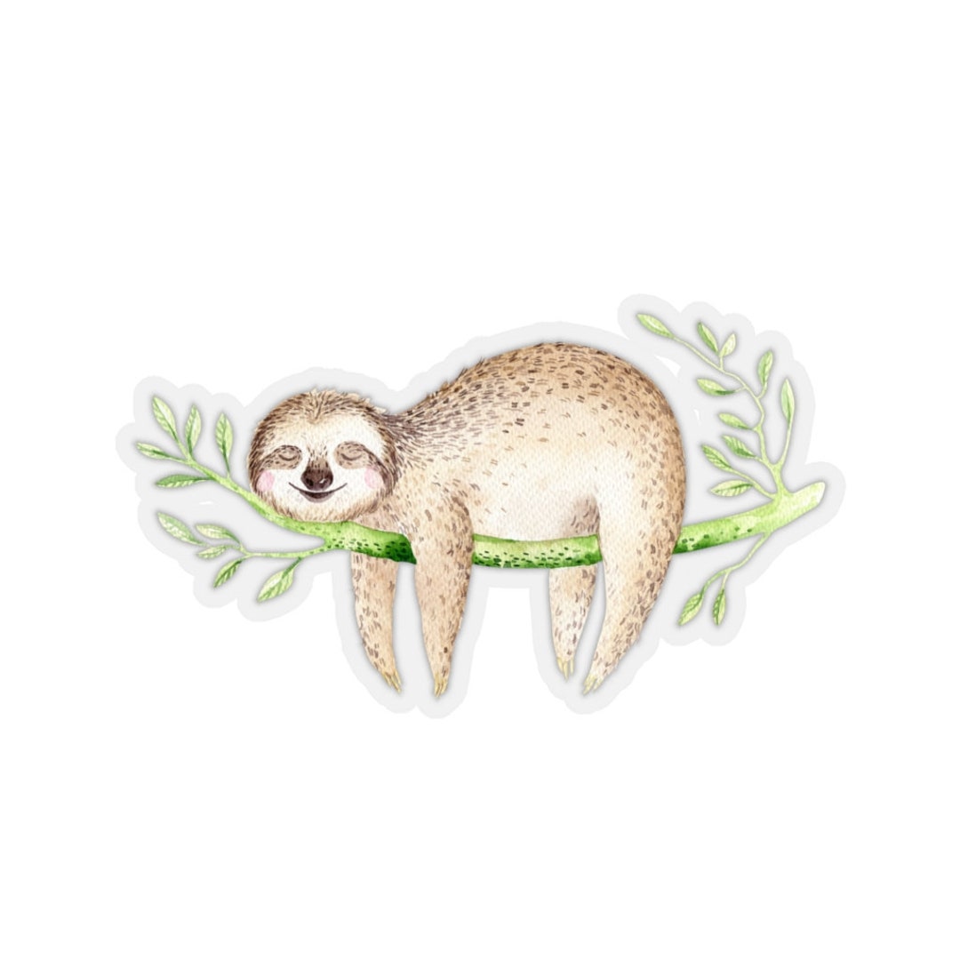 Watercolor Sloth Stickersleepy Sloth Kiss-cut Decalsloth - Etsy
