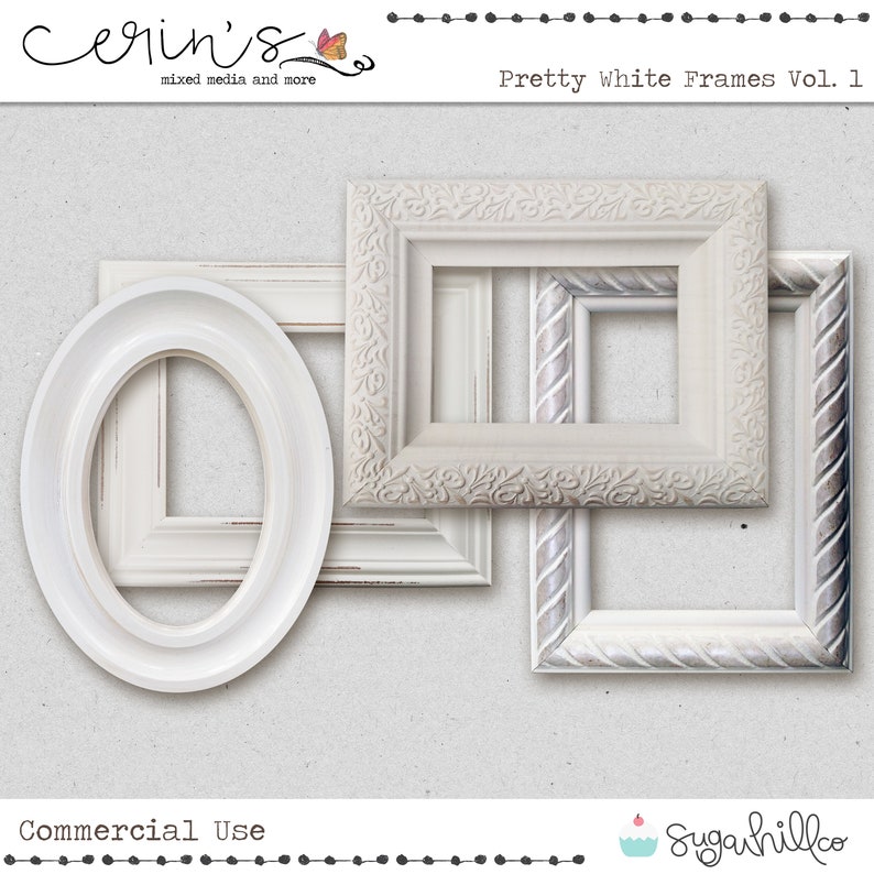 Pretty White Framesdigital Scrapbooking Framesprintable - Etsy