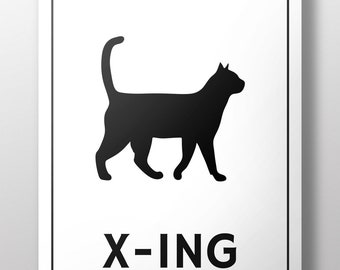 Metal Cat Crossing Sign - Etsy