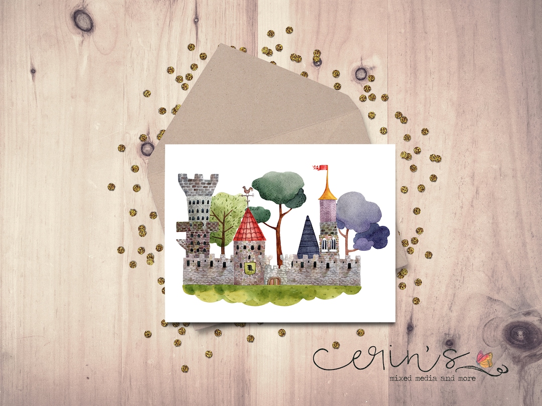 Watercolor Castle Note Card~fantasy Blank Greeting Card~medieval ...