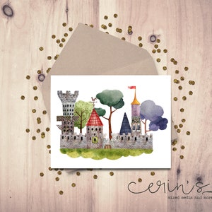 Watercolor Castle Note Card~fantasy Blank Greeting Card~medieval ...