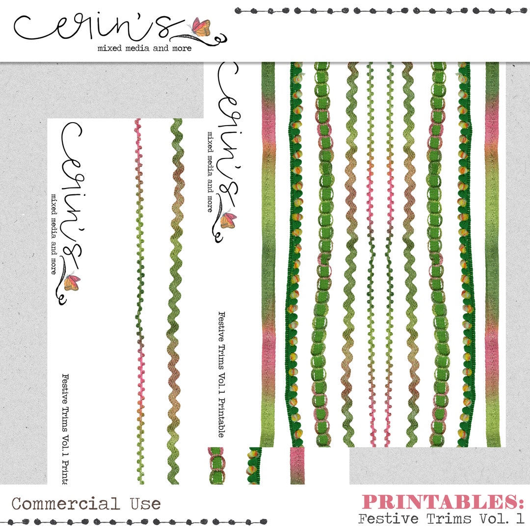 Festive Trims Vol. 1 Collage Sheet Printable~junk Journal Ephemera ...