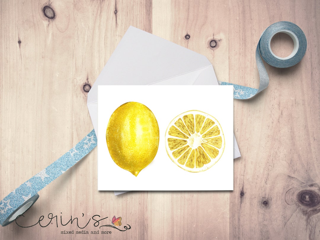Sliced Lemon Card Set~watercolor Summer Fruit Notecards~lemon Gifts ...