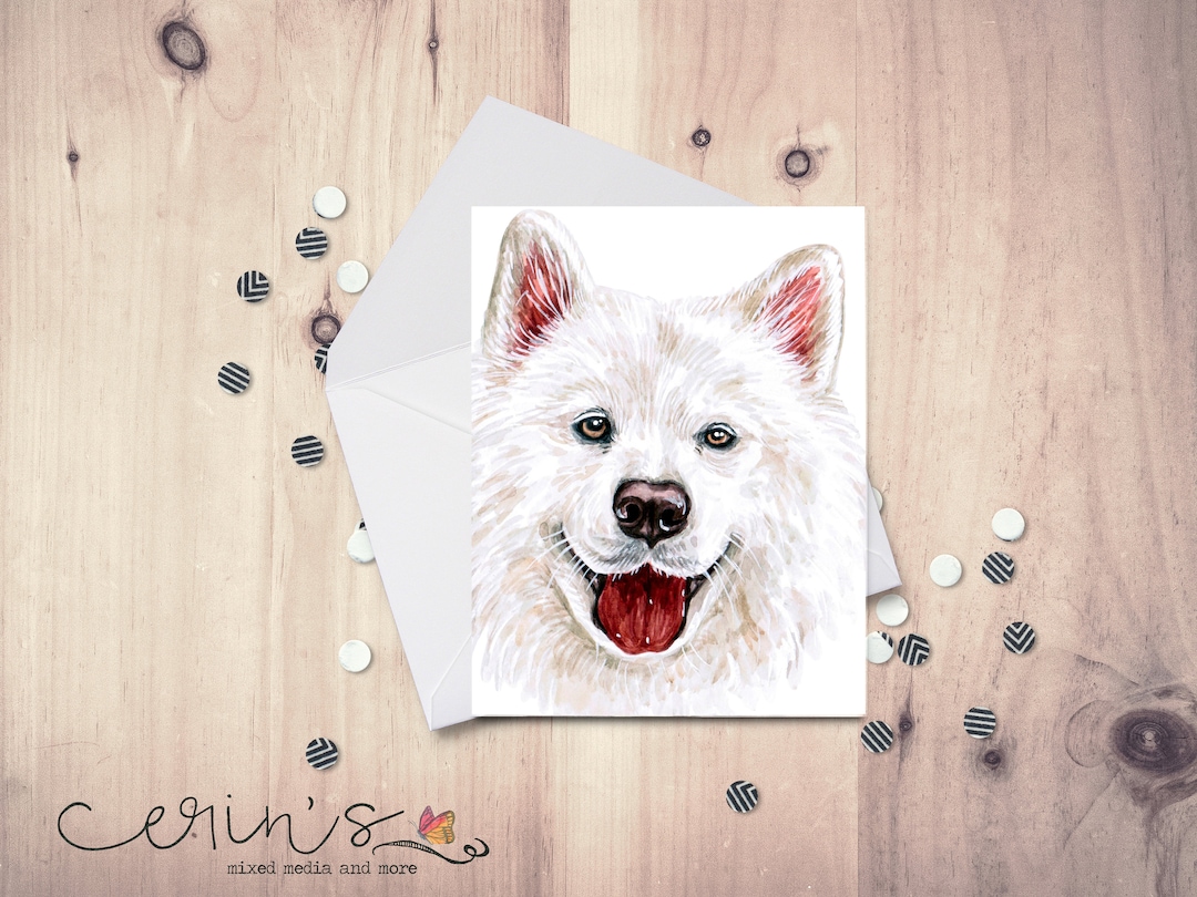Samoyed Note Card~blank Watercolor Dog Notecards~canine Stationery~gift ...