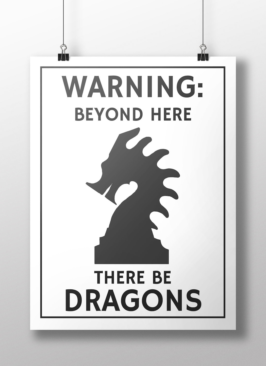Clank Dragon Warning Sign~there Be Dragons Poster~beyond Here Wall ...