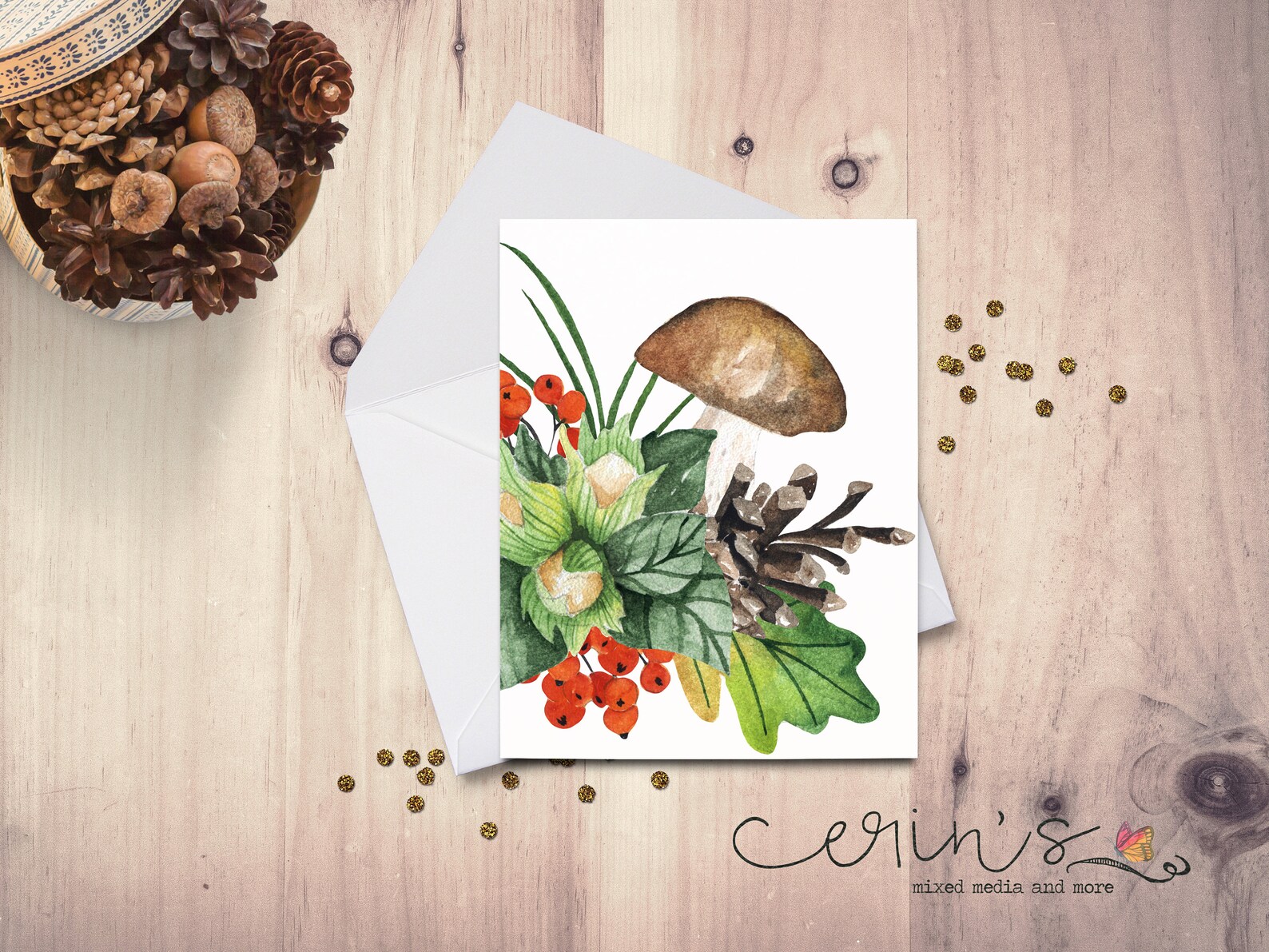 Watercolor Mushroom Mixed Note Card Setboho Blank Notecards 8 | Etsy