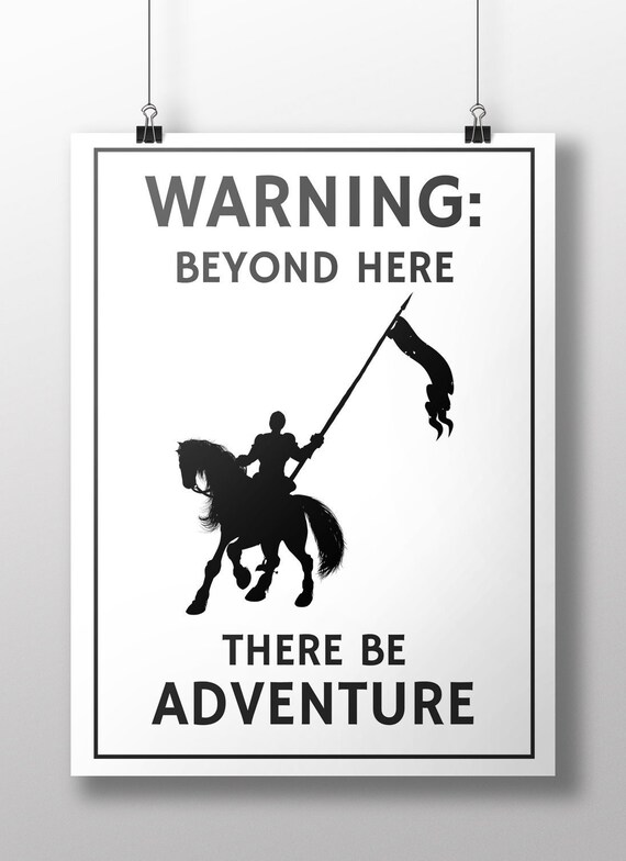 Adventure Warning Signknight Quest Metal Signbeyond Here Be | Etsy
