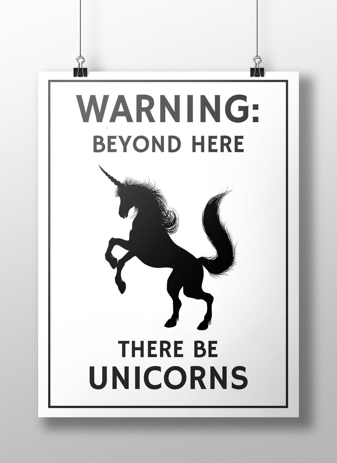 Unicorn Warning Sign~unicorn Poster~beyond Here Canvas~renaissance ...
