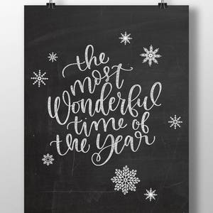 Most Wonderful Time Christmas Chalkboard Print~rustic Farmhouse Decor ...