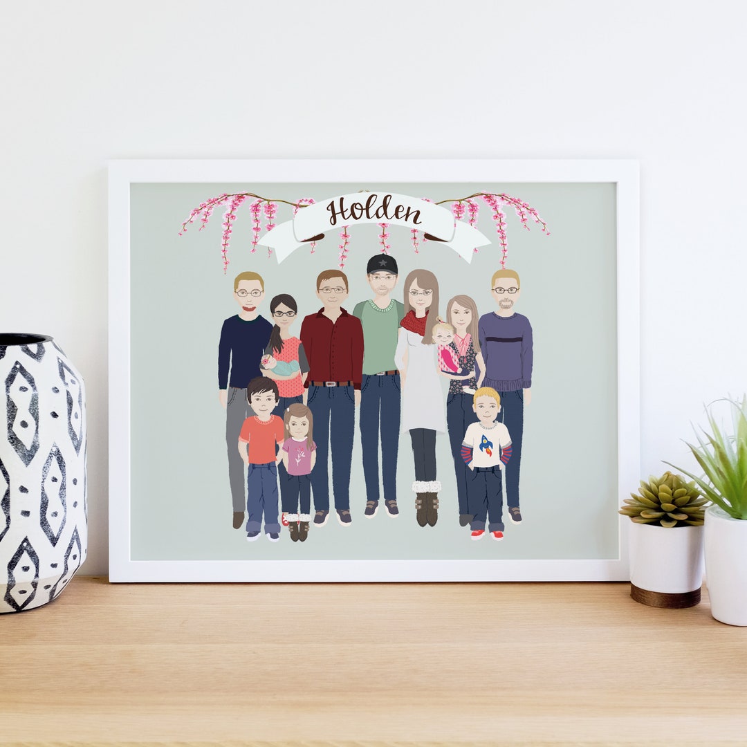 Printable Custom Extended Family Portrait With Cherry Blossoms~digital ...