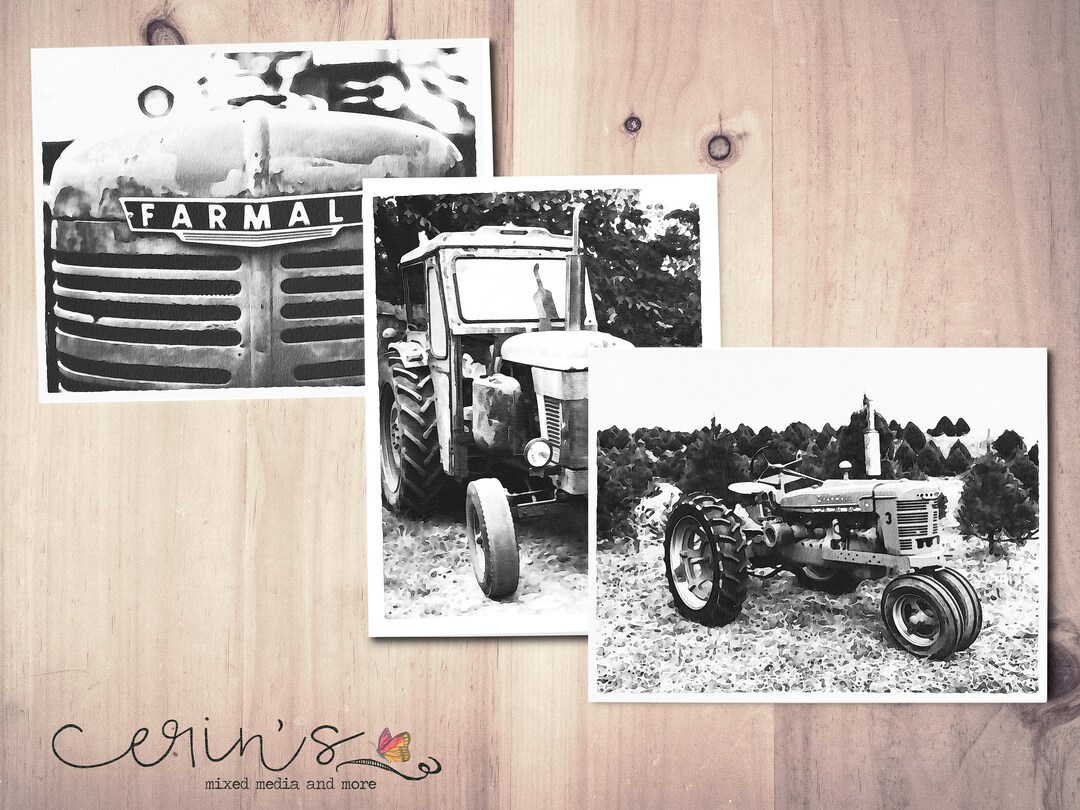 Vintage Tractor Note Card Set~farmhouse Greetings 6 Card Set~100% ...