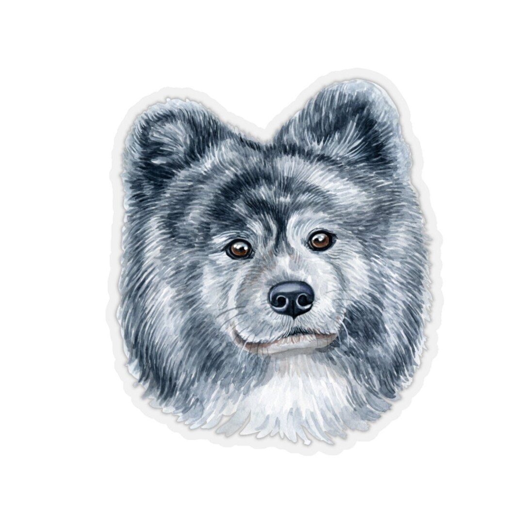 Silver Akita Sticker~hand Drawn Dogs Kiss-cut Decal~pretty Pet ...