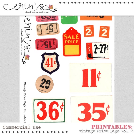 Printable Vintage Price Tags