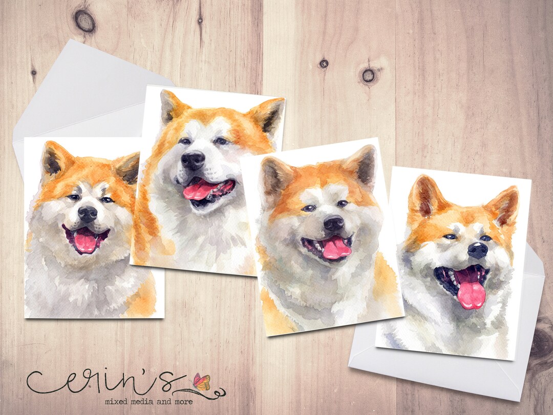 Japanese Akita Mix Card Set~blank Dog Notecards 8 Card Set~100% ...
