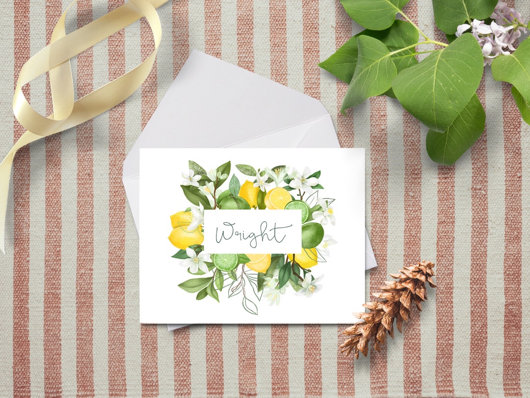 Personalized Lemon Cluster Note Cards With YOUR Name~custom Folding ...