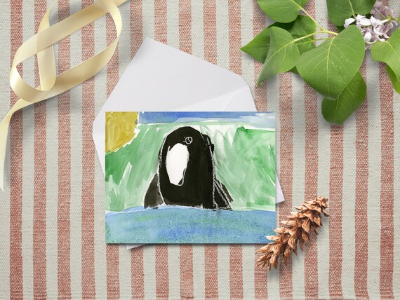 Killer Whale Cardswatercolor Orca Kid Drawn Note - Etsy