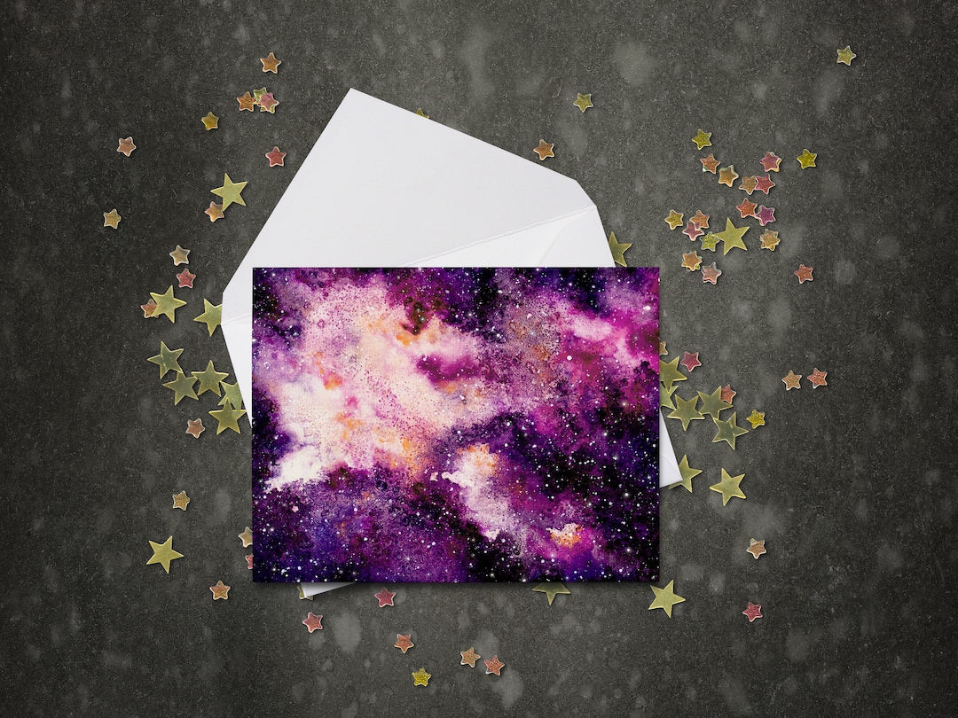 Watercolor Pink Galaxy Notecards~watercolor Night Sky Cards~galaxy ...