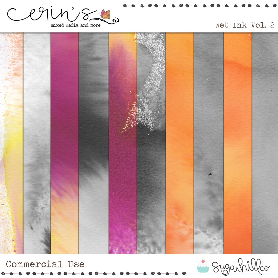 Wet Ink Overlays Vol 2.~hand Painted Paper~digital Scrapbooking ...