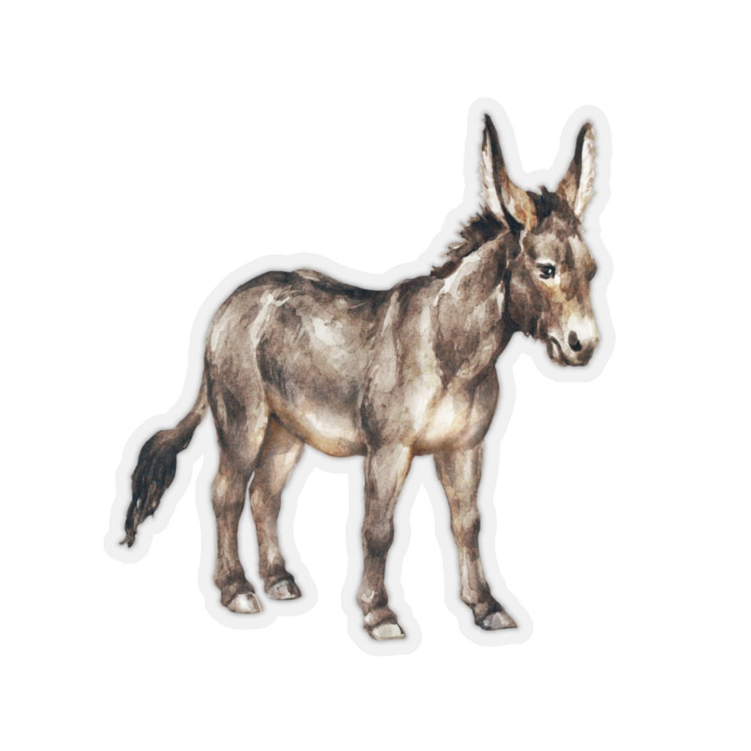 Donkey Sticker~watercolor Mule Kiss-cut Laptop Decal~clear Back Sticker ...