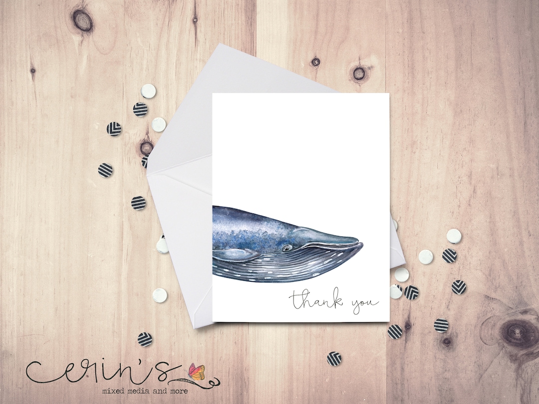 Whale Thank You Cards~watercolor Whale Note Cards~peek-a-boo Whale ...