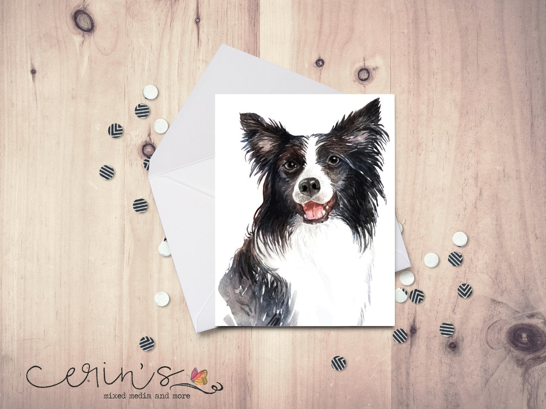 Border Collie Note Card~blank Watercolor Dog Notecards~canine ...