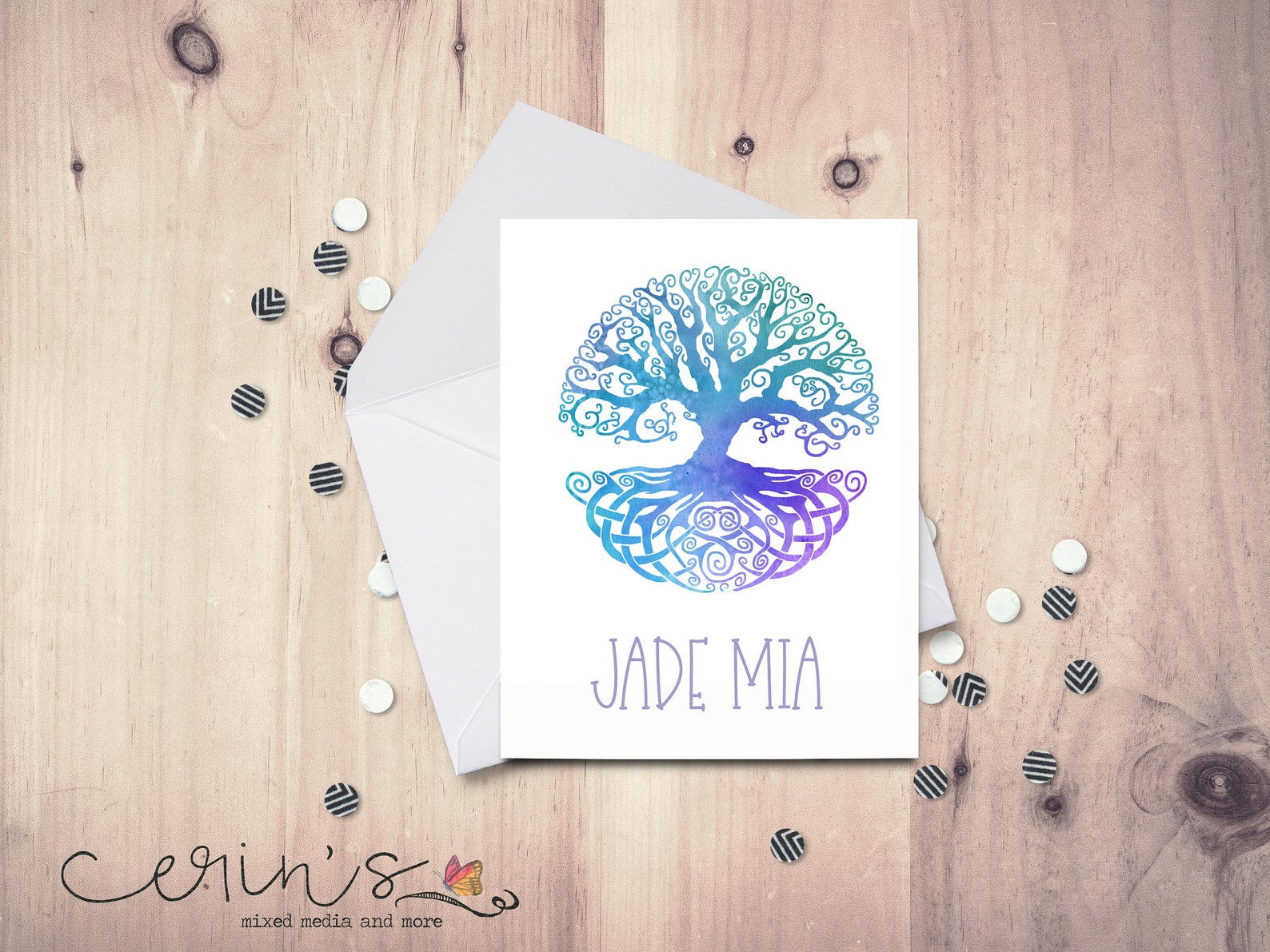 Personalized Celtic Tree of Life Note Cardscustom Watercolor - Etsy
