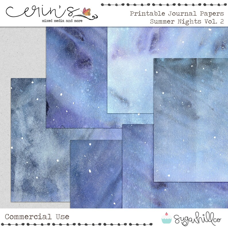 Printable Watercolor Night Sky Papers~junk Journal Printable Pages ...
