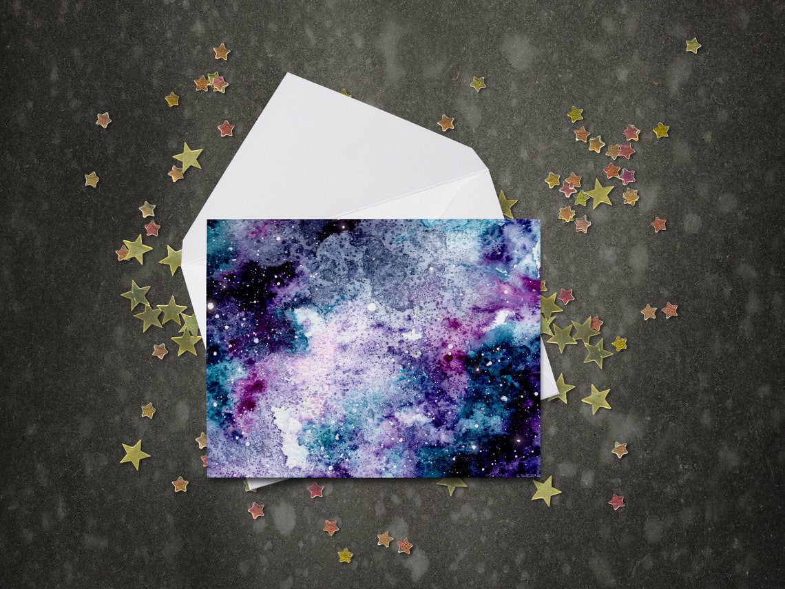 Galaxy Mixed Set Watercolor Notecards~painted Night Sky Scenery Cards ...