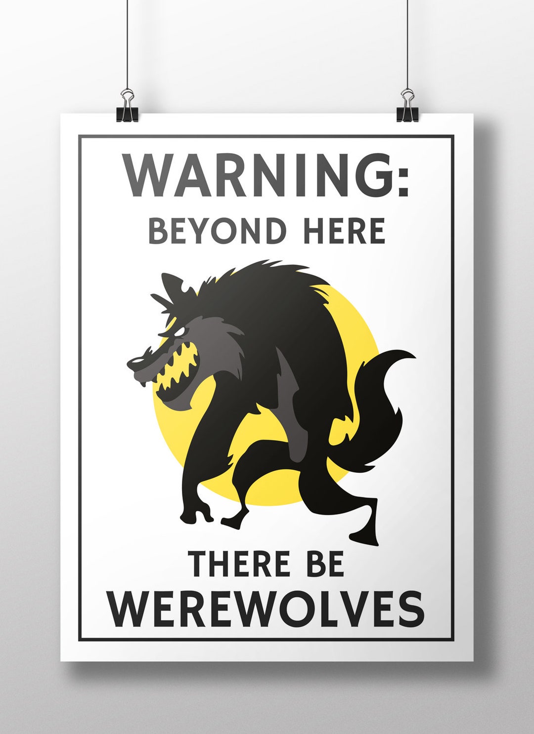 Werewolf Warning Sign~there Be Werewolves Poster~beyond Here Wall Decor ...