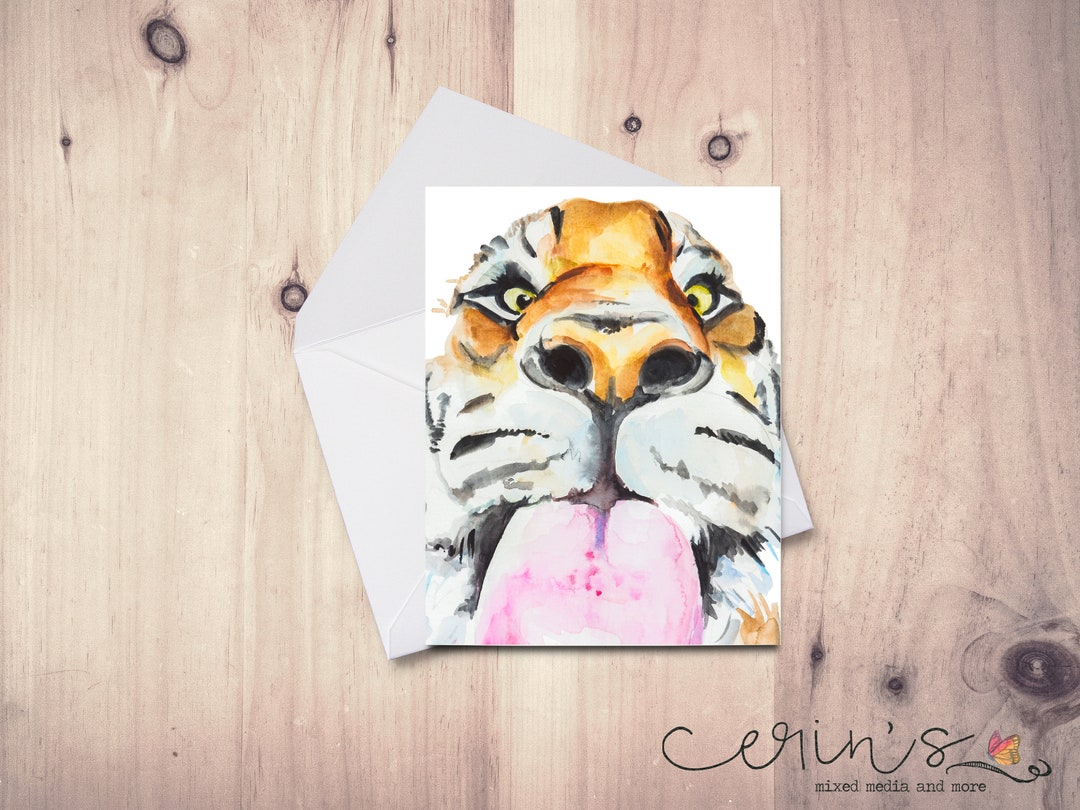 Watercolor Tiger Card~big Cat Notecards~jungle Life Blank Greeting ...