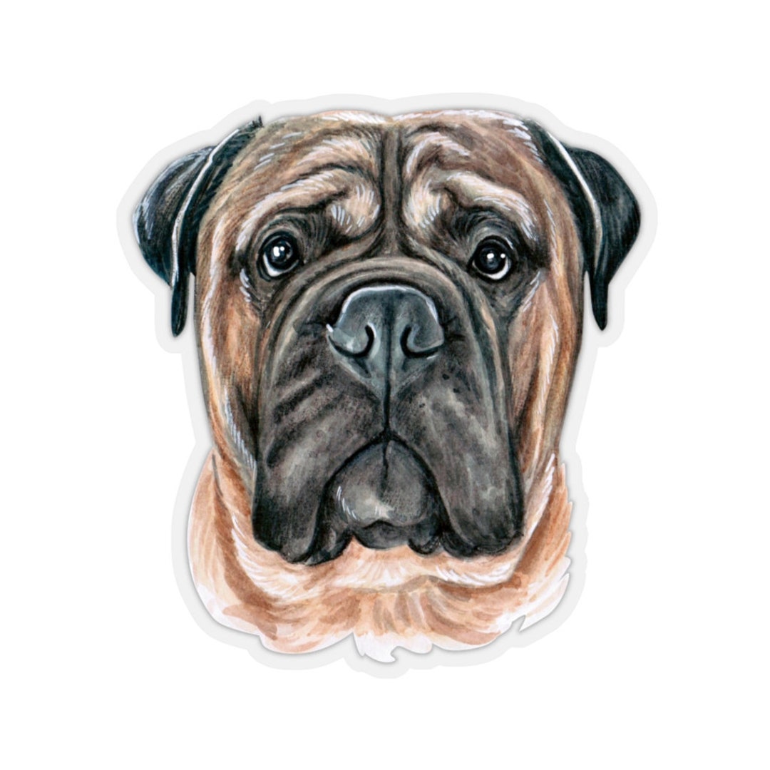 Bull Mastiff Sticker~hand Drawn Dogs Kiss-cut Decal~pretty Pet ...