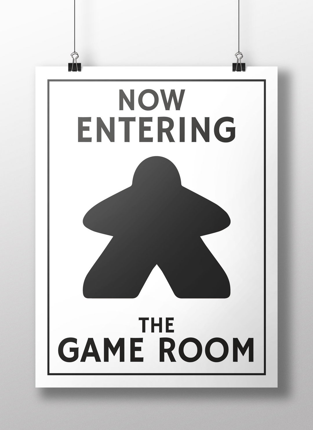 Black Meeple Game Room Warning Sign~now Entering the Game Room Colored ...