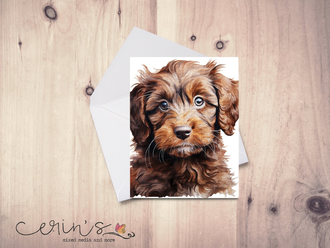 Labradoodle Note Card~blank Watercolor Dog Notecards~canine Stationery ...