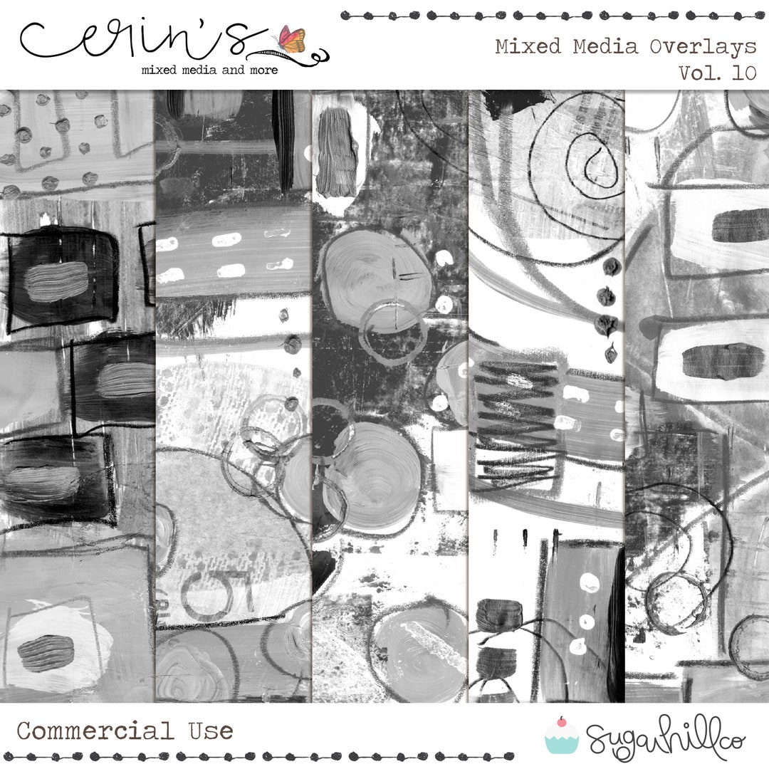 Mixed Media Overlay Vol. 10~junk Journal Background~commercial Use ...
