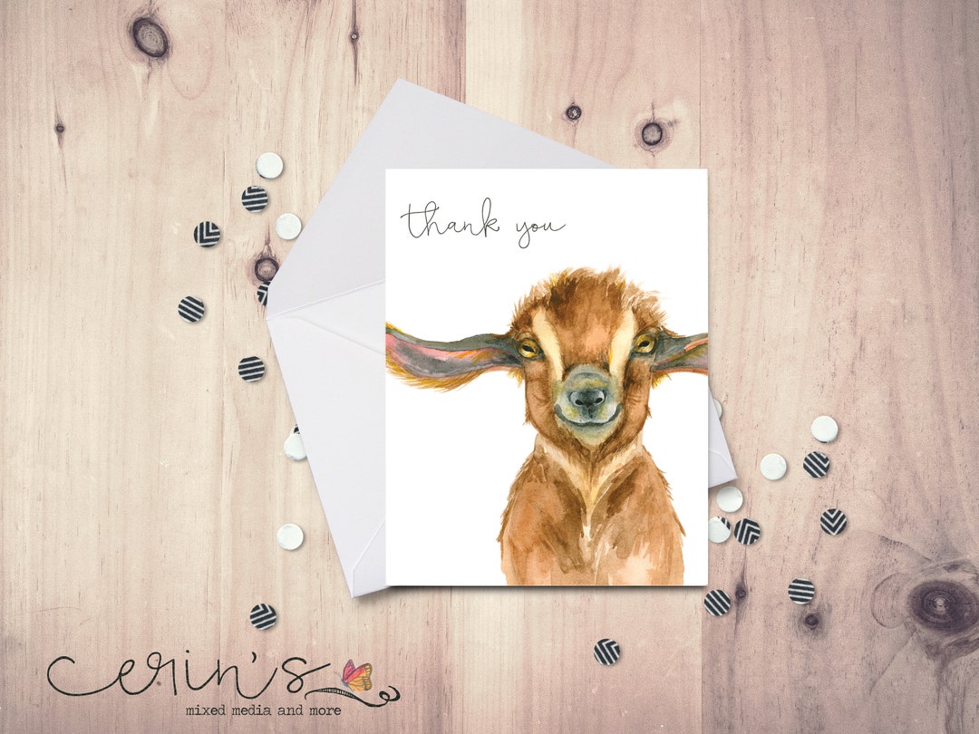 Goat Thank You Card~watercolor Farmhouse Notecard~rustic Animal ...