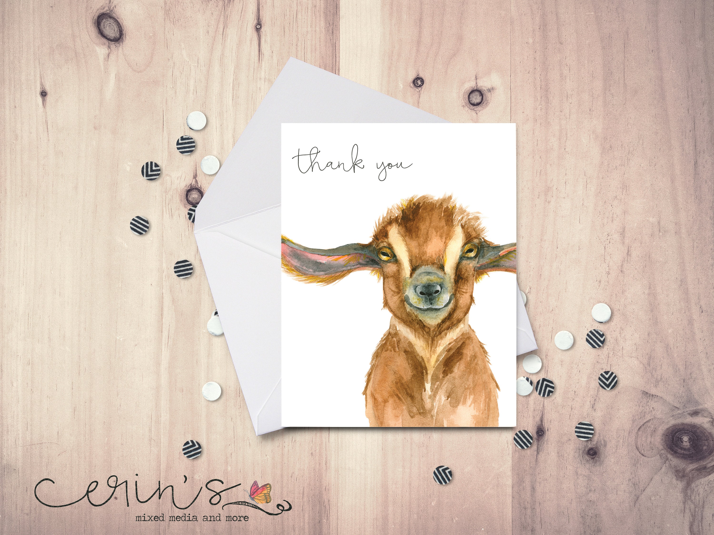 Goat Thank You Cardwatercolor Farmhouse Notecardrustic - Etsy