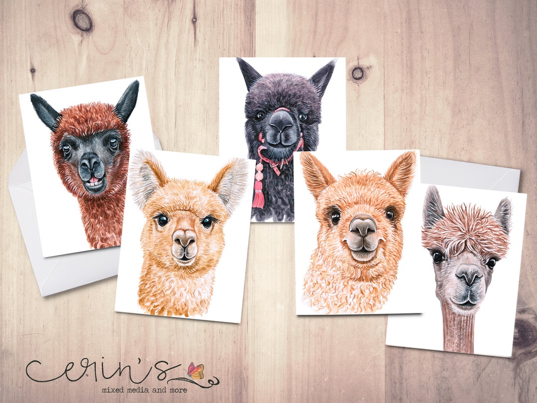 Watercolor Alpaca and Llama Note Card Set~blank Notecards 5 Image 10 ...