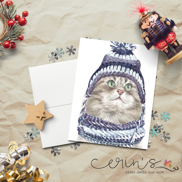 Cat Holiday Cards - Etsy