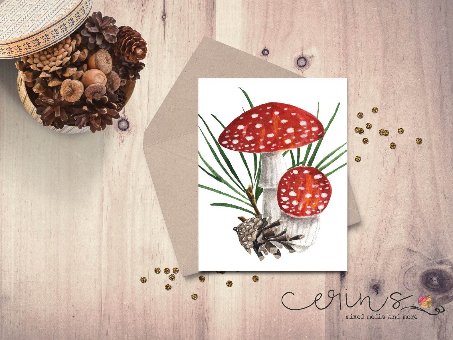 Watercolor Mushroom Mixed Note Card Setboho Blank Notecards 8 - Etsy
