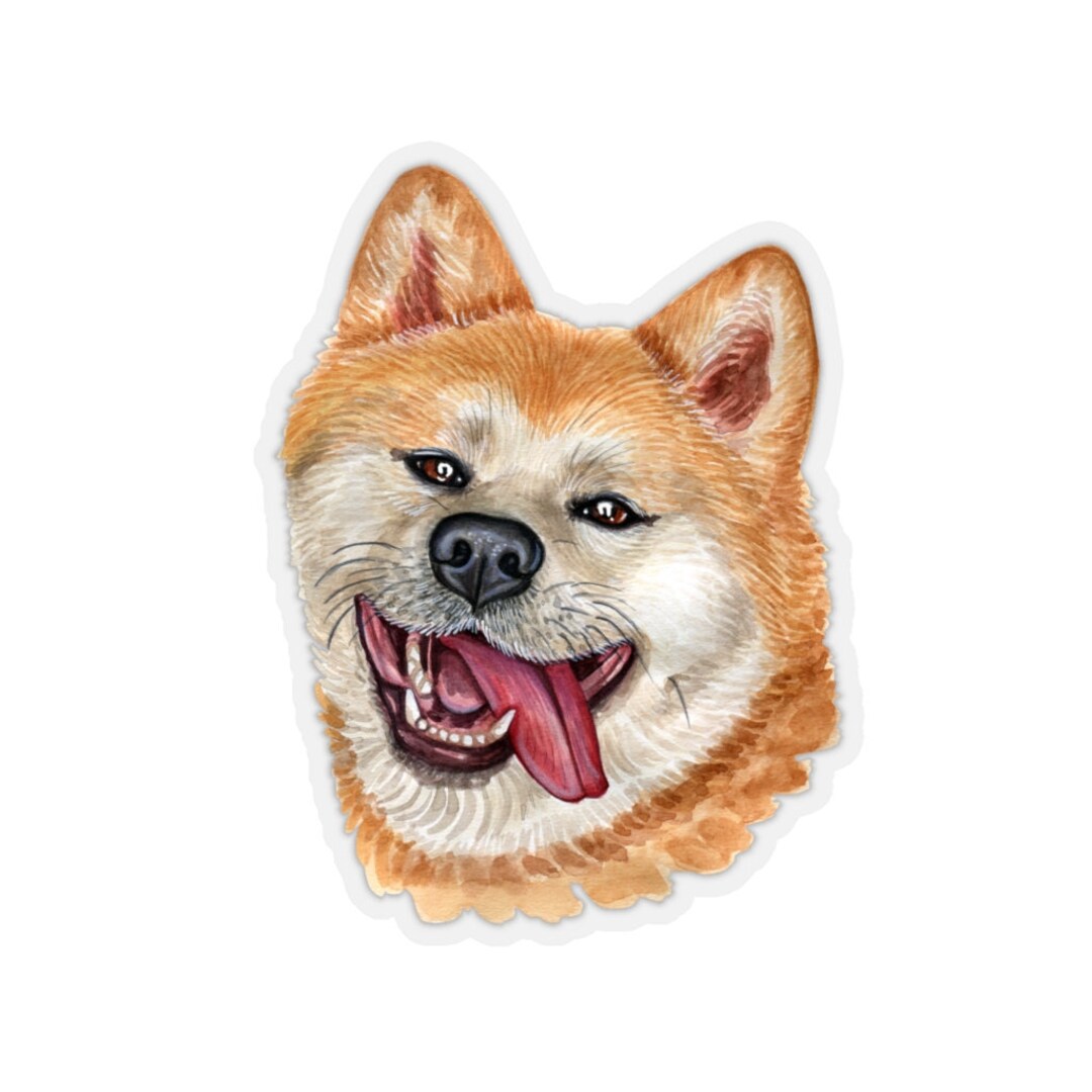 Smiling Akita Stickerhand Drawn Dogs Kiss-cut Decalpretty Pet ...