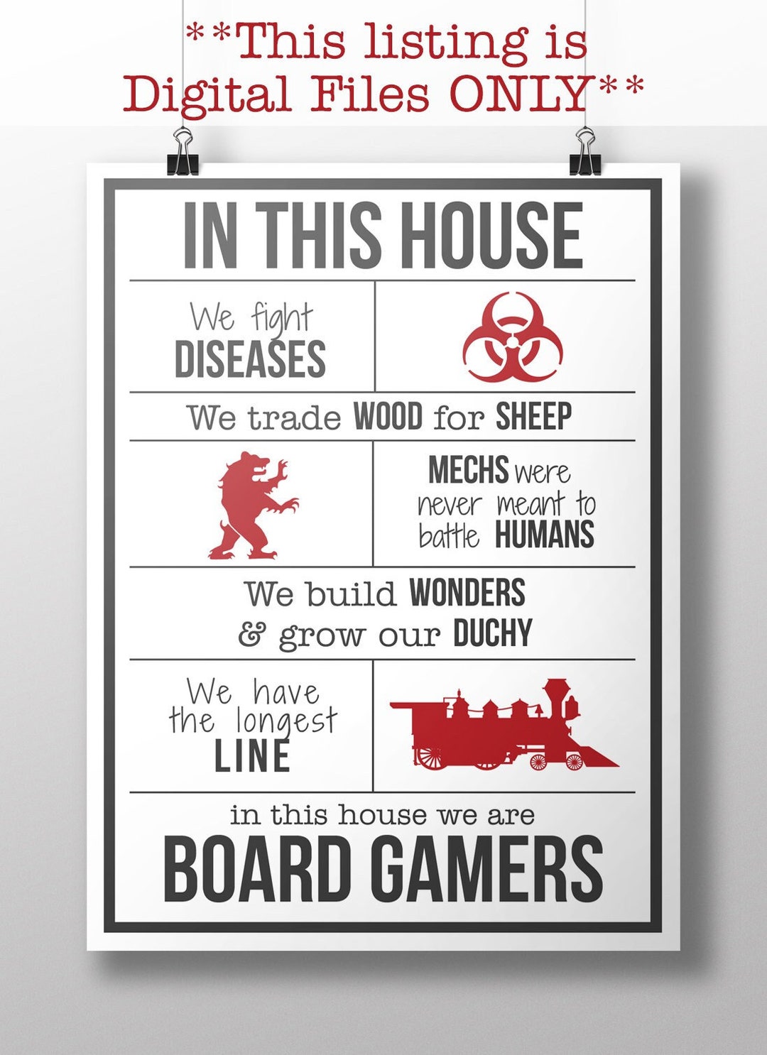 Printable Customized Hobby Game Wall Art~custom Board Game Wall Art ...