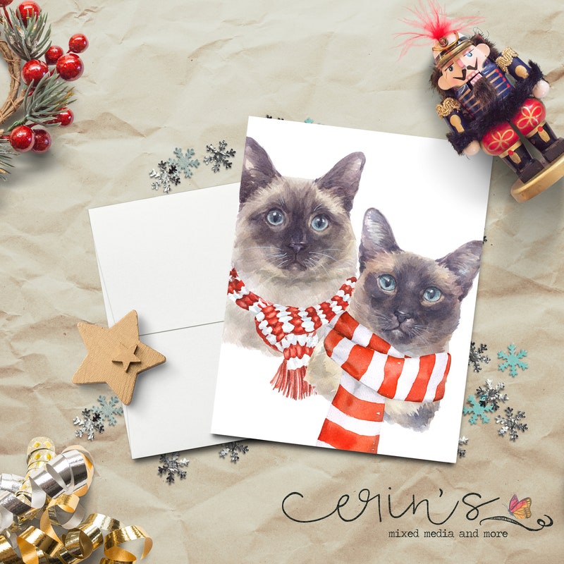 Cat Christmas Cards - Etsy