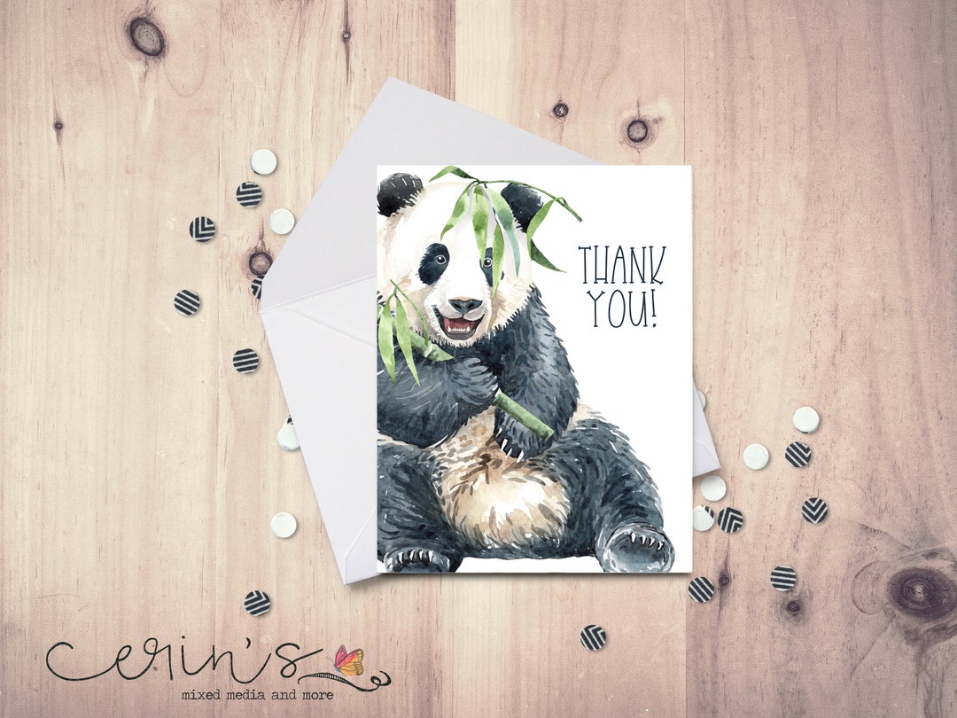 Panda Thank You Cards~watercolor Panda Note Cards~panda Thanks ...