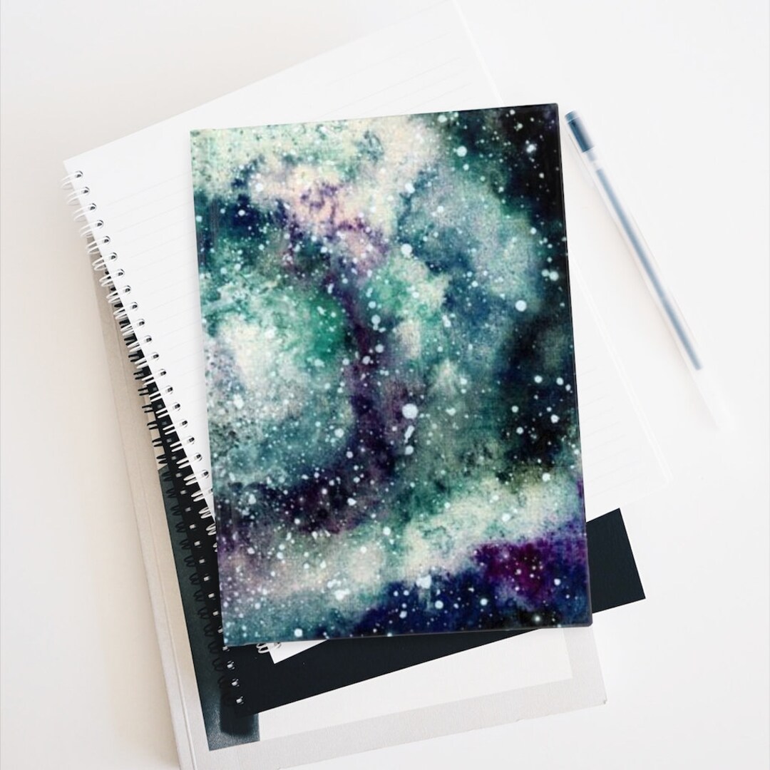 Blank Watercolor Night Sky Journal~blue Galaxy Ruled Notebook~cosmic ...