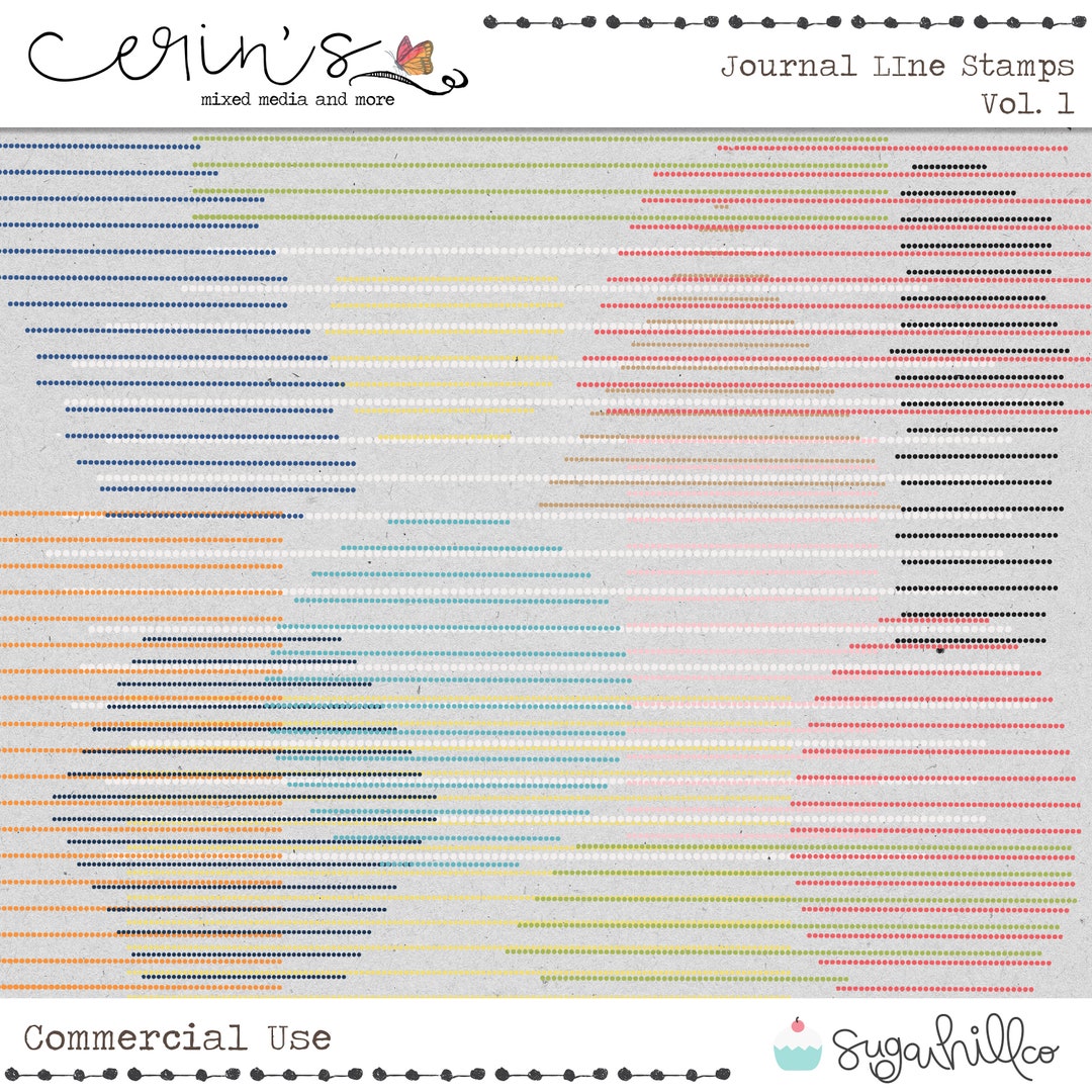 Journal Line Digital Stamps and Brushes~junk Journal and Scrapbook ...