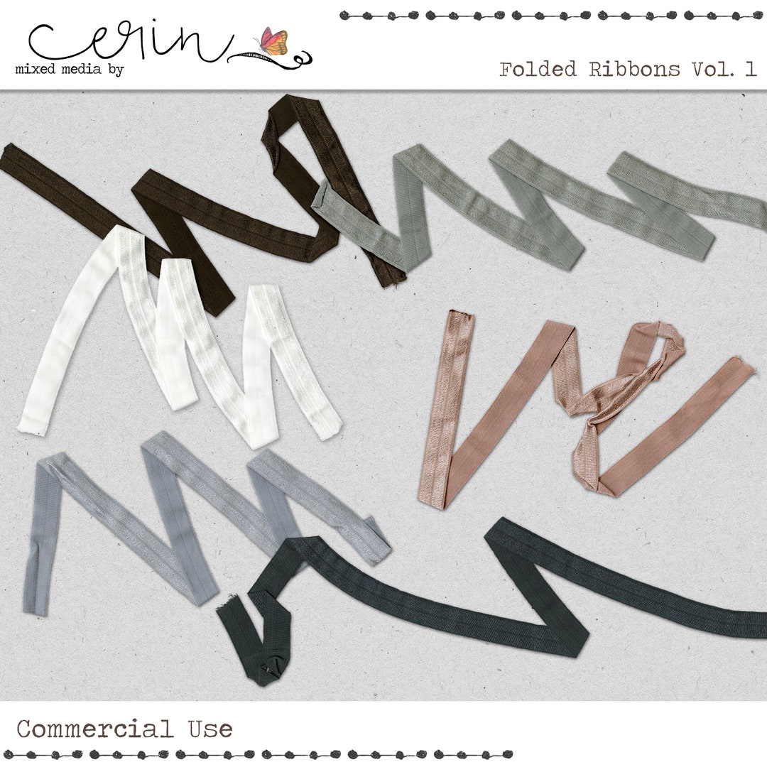 Digital Folded Neutral Ribbons Volume 1~commercial Use Scrapbooking ...