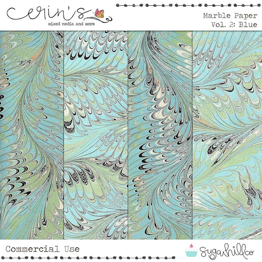 Blue Marble Paper Vol. 1~hand Painted Digital Scrapbooking Paper ...